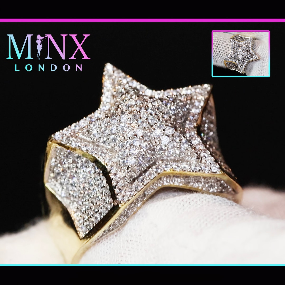 Iced Out Ring | Star Ring | Diamond Star Ring | Star Shaped Ring | Star ...
