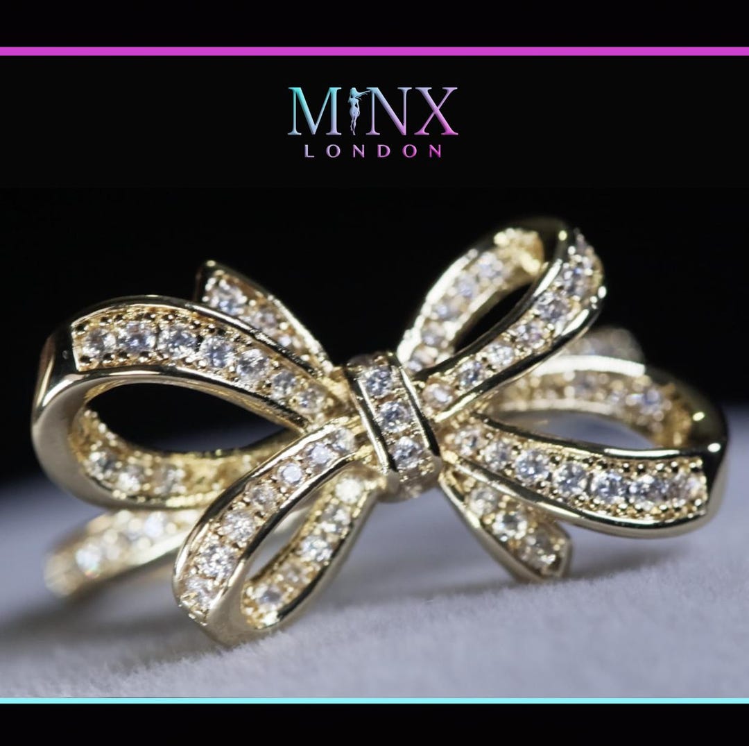 Gold Diamond Ribbon Ring | Diamond Ribbon Ring | Diamond Bow Ring ...