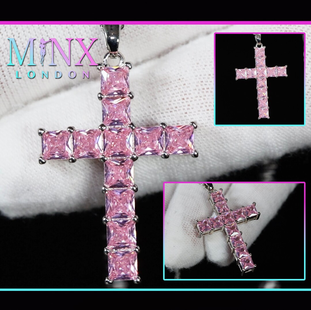 Pink Diamond Cross Pendant | Cross Necklace Women | Cross Chain | Cross ...