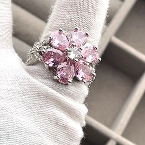 Pink Diamond Ring | Pink Diamond Flower Ring | Womens Pink Diamond Ring ...
