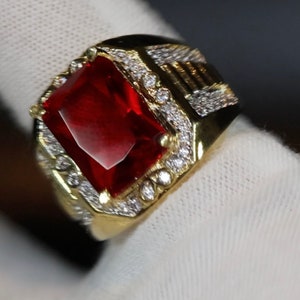 Mens Ruby Ring | Mens Red Diamond Ring | Gold Red Diamond Ring | Ruby ...