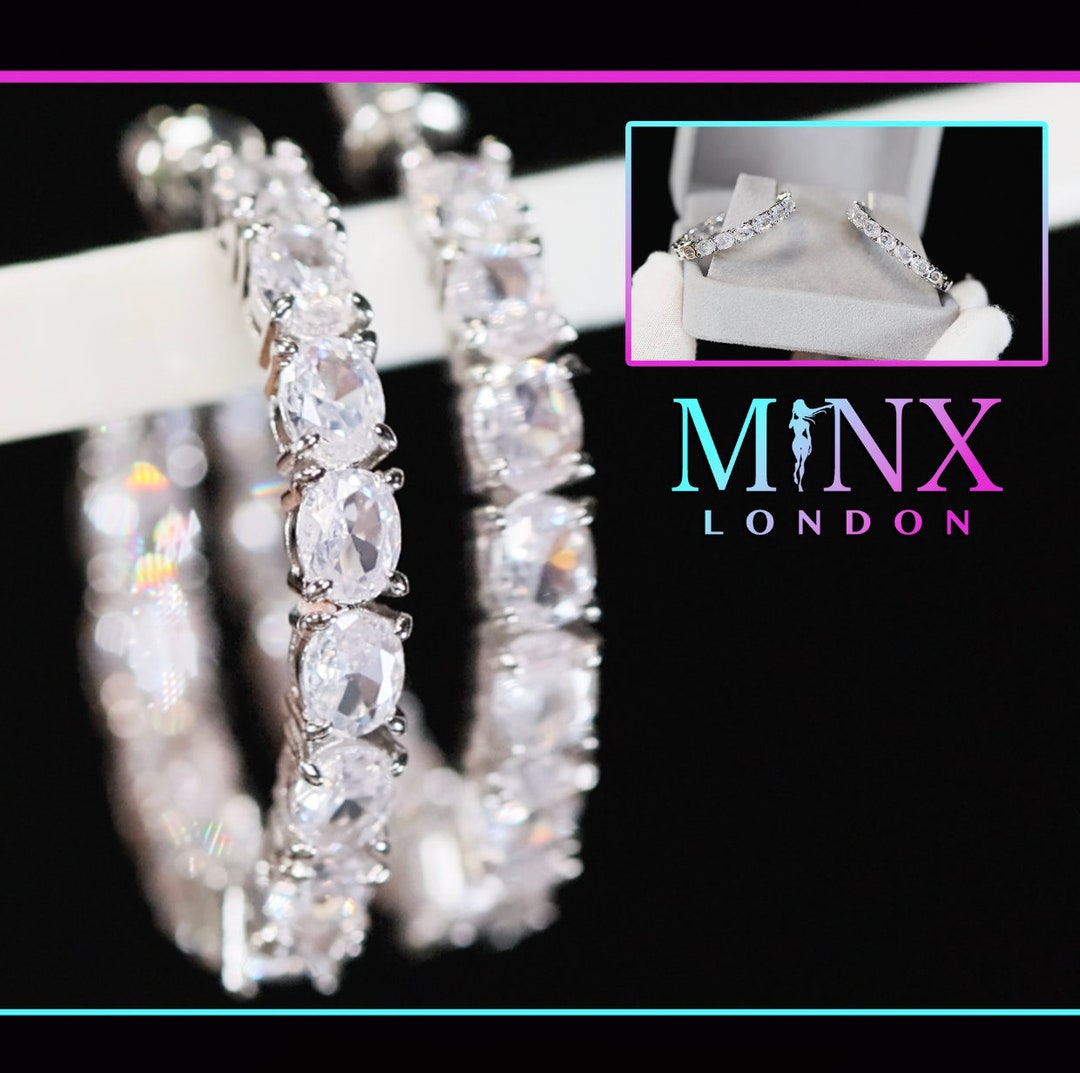 Big Diamond Hoop Earrings | Womens Silver Diamond Hoop Earrings ...