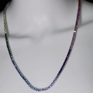 Rainbow Tennis Chain | Rainbow Diamond Tennis Necklace | Multi Coloured ...