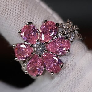 Pink Diamond Ring | Pink Diamond Flower Ring | Womens Pink Diamond Ring ...