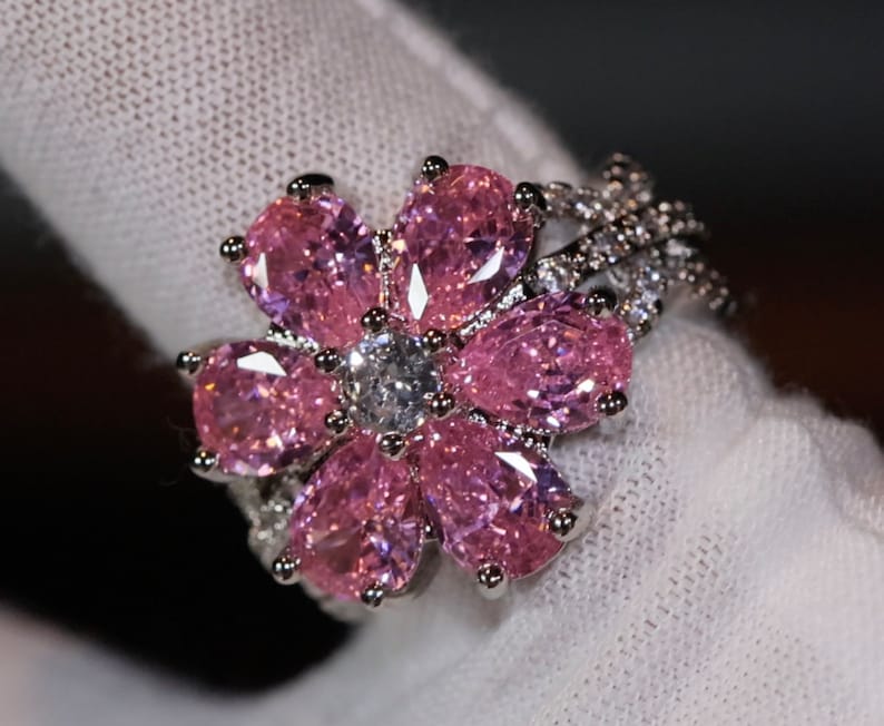 Pink Diamond Ring | Pink Diamond Flower Ring | Womens Pink Diamond Ring ...