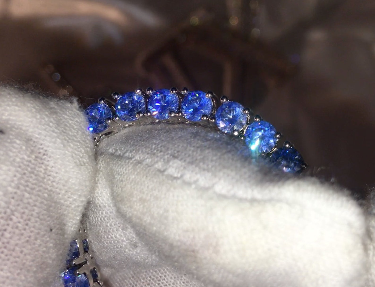 Tennis Chain Blue Diamond Tennis Chain Tennis Necklace - Etsy