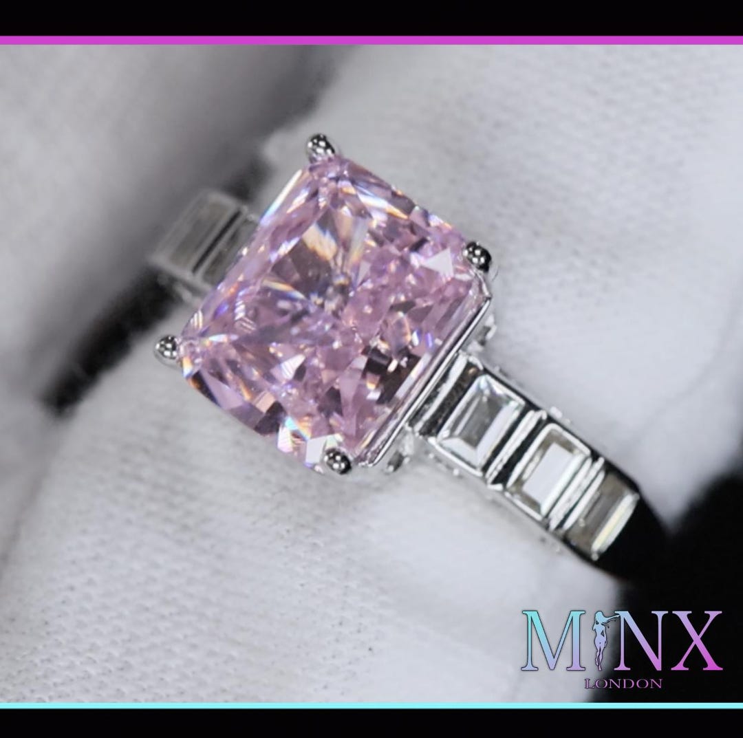 Pink Crushed Diamond Ring | Womens Pink Diamond Engagement Ring | Pink ...
