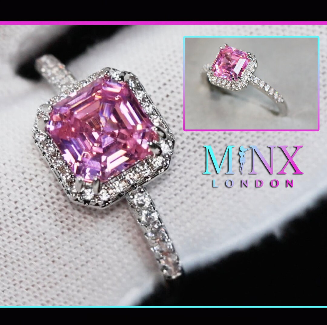 Pink Asscher Cut Diamond Ring Womens Pink Diamond Engagement Ring Pink ...