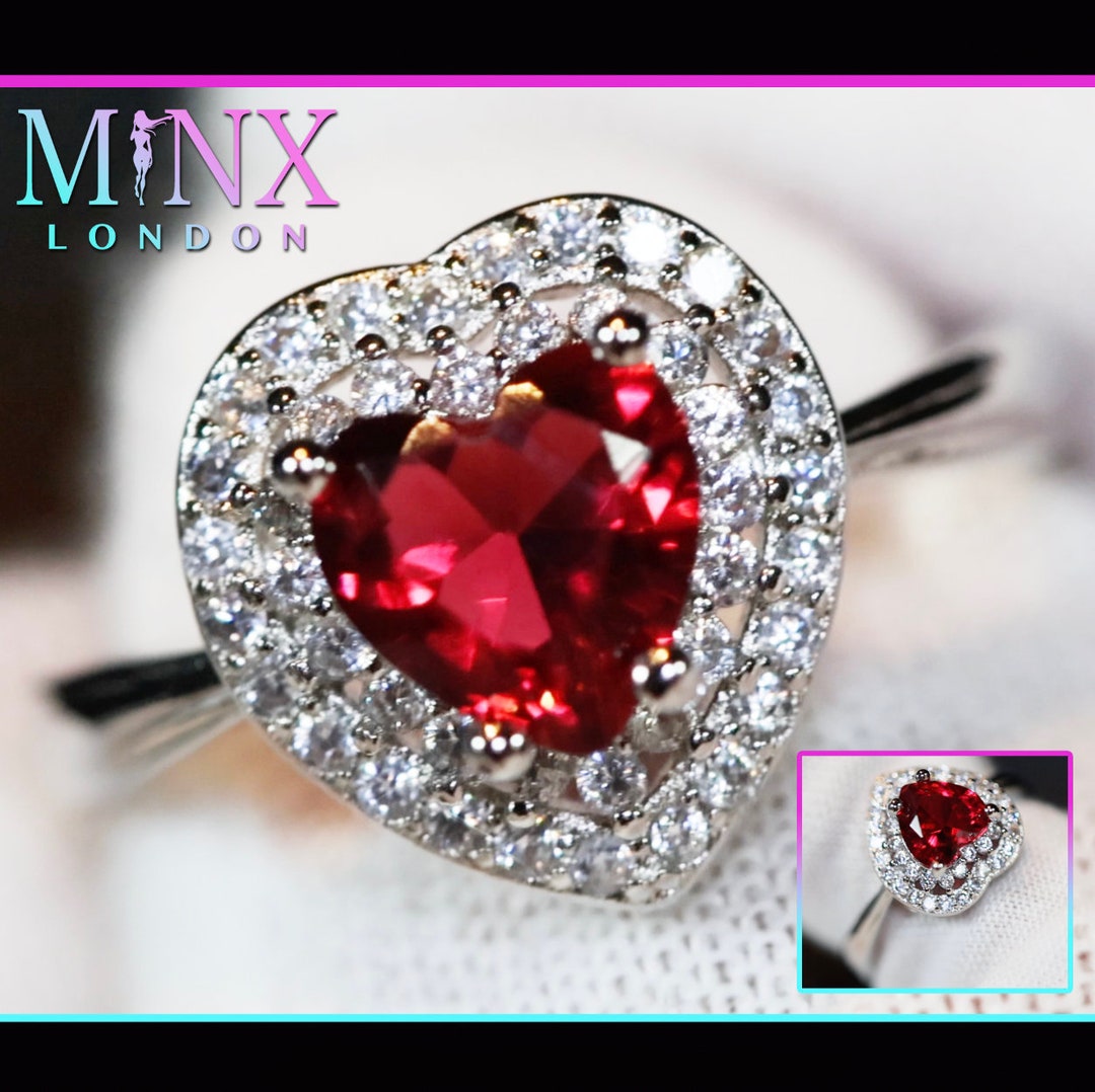 Heart Ring | Red Diamond Heart Ring | Heart Shape Ring | Diamond Heart ...