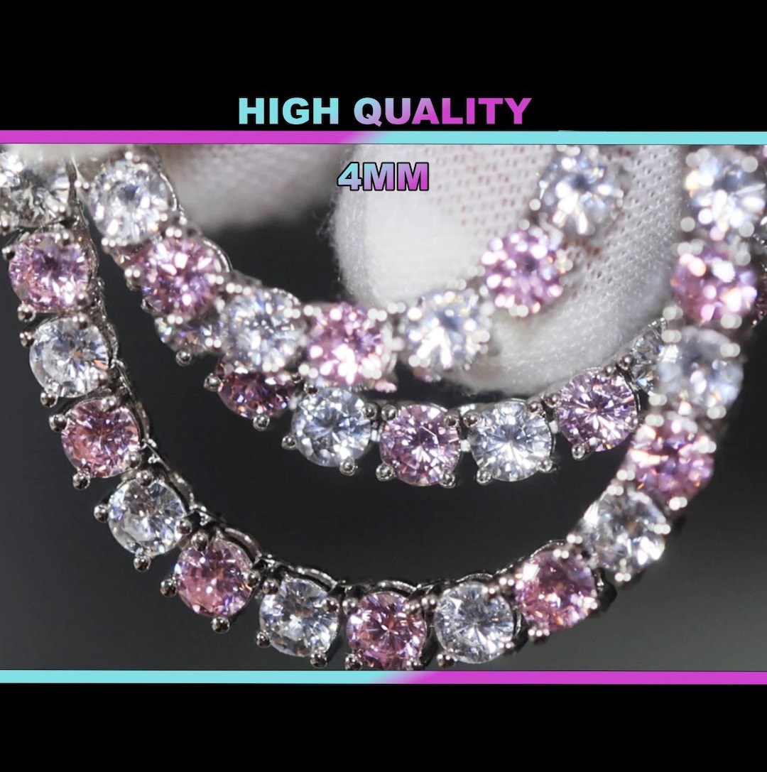 Pink Diamond Tennis Chain | Tennis Chain | Tennis Necklace | Pink ...