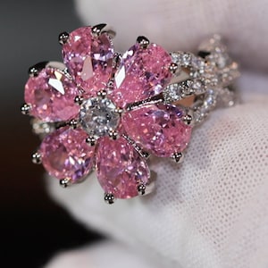 Pink Diamond Ring | Pink Diamond Flower Ring | Womens Pink Diamond Ring ...