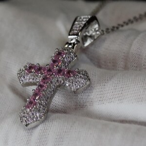 Pink Diamond Cross Pendant | Pink Diamond Cross Necklace | Princess Cut ...