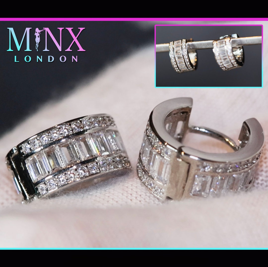 Iced Out Earrings | Baguette Cut Diamond Earrings | Womens Earrings ...