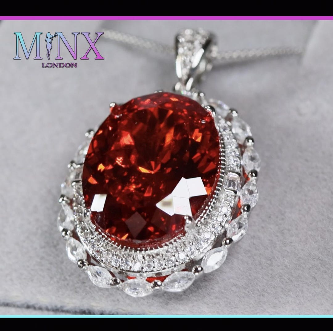 Red Diamond Pendant | Red Oval Diamond Pendant | Womens Red Diamond ...