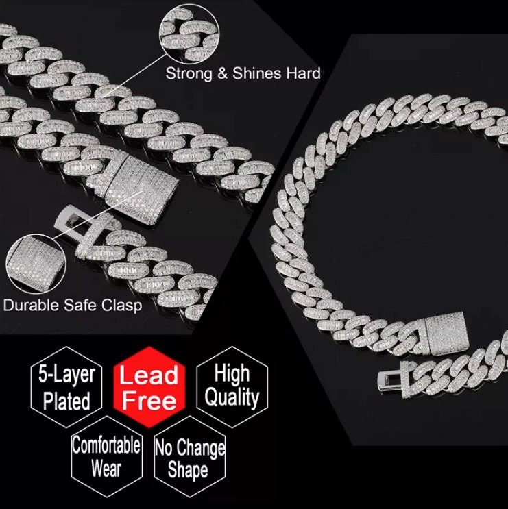 Cuban Link Chain Iced Out Chain Iced Out Necklace Iced - Etsy UK