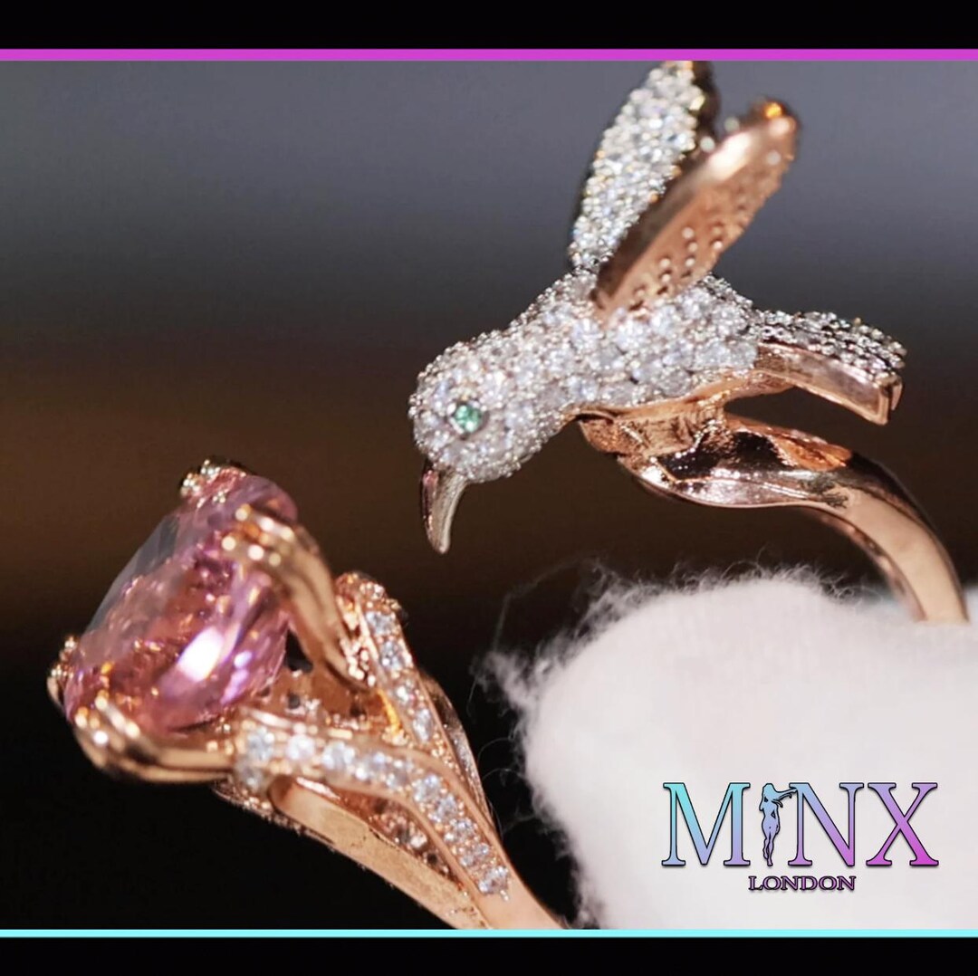 Diamond Bird Ring | Pink Diamond Ring | Cushion Diamond Ring | Womens ...