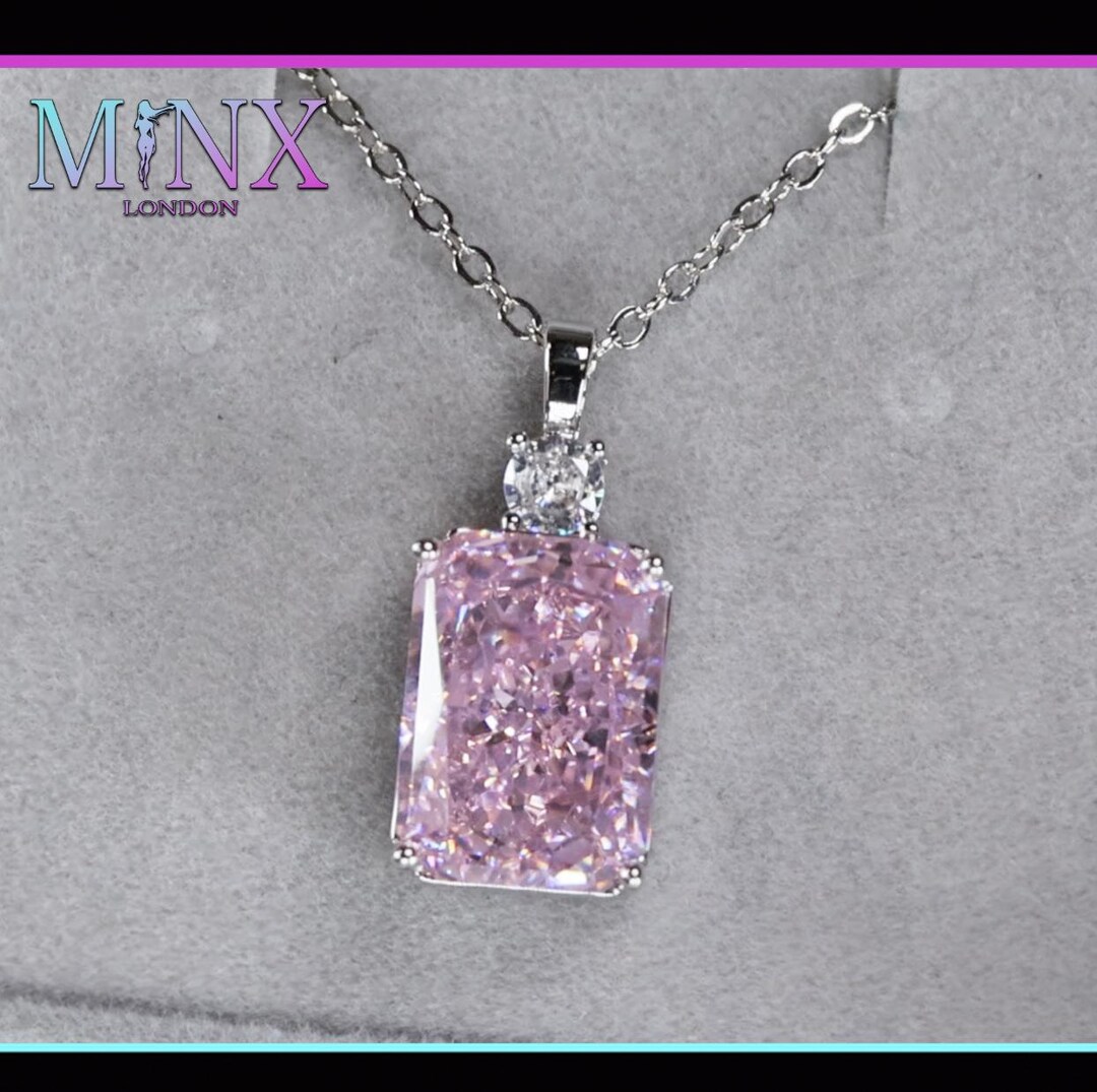 Pink Diamond Pendant | Pink Crushed Diamond Pendant | Womens Pink ...