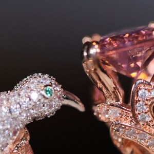 Diamond Bird Ring | Pink Diamond Ring | Womens Statement Ring | Womens ...