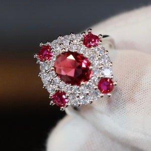 Red Oval Diamond Ring | Red Diamond Ring | Ruby Engagement Ring | Ruby ...
