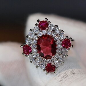 Red Oval Diamond Ring | Red Diamond Ring | Ruby Engagement Ring | Ruby ...