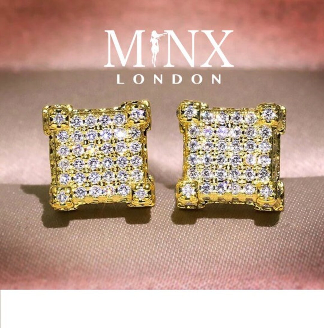 Iced Out Earrings Gold Diamond Earrings Womens Earrings - Etsy