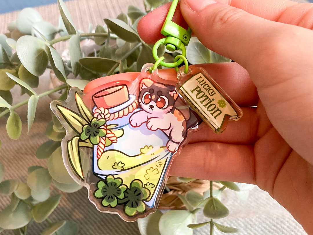 Potion Keychain, Dungeons and Dragons Charm, D&D Cat Keychain, Cute Cat ...