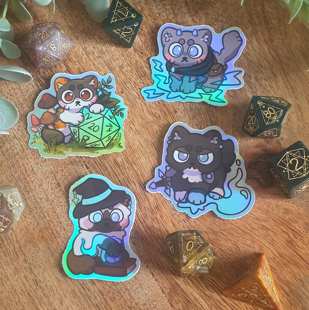 D&D Stickers, Cat Sticker, Holo Sticker, Sticker Pack, Sticker Set ...