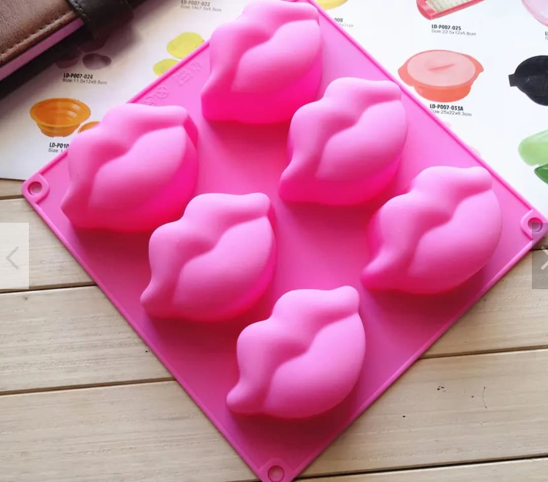 6 Cavity Pink Lips Mold Kiss Lips Silicone Mold Candy Mold - Etsy