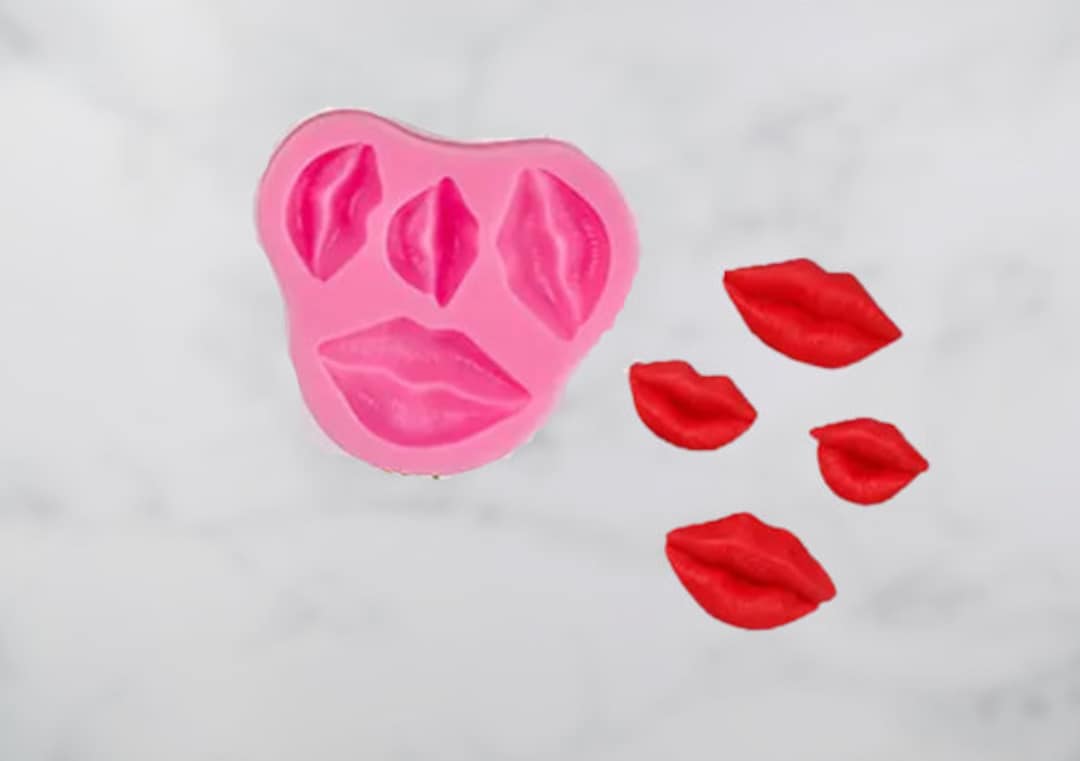 Lips Silicone Mold - 4 Pc Kiss Lips Mold, Fondant Mold, Wax Mold ...