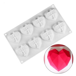 8 Cavity Geometric Mini Heart Mold - Silicone Mold for Cake, Dessert ...
