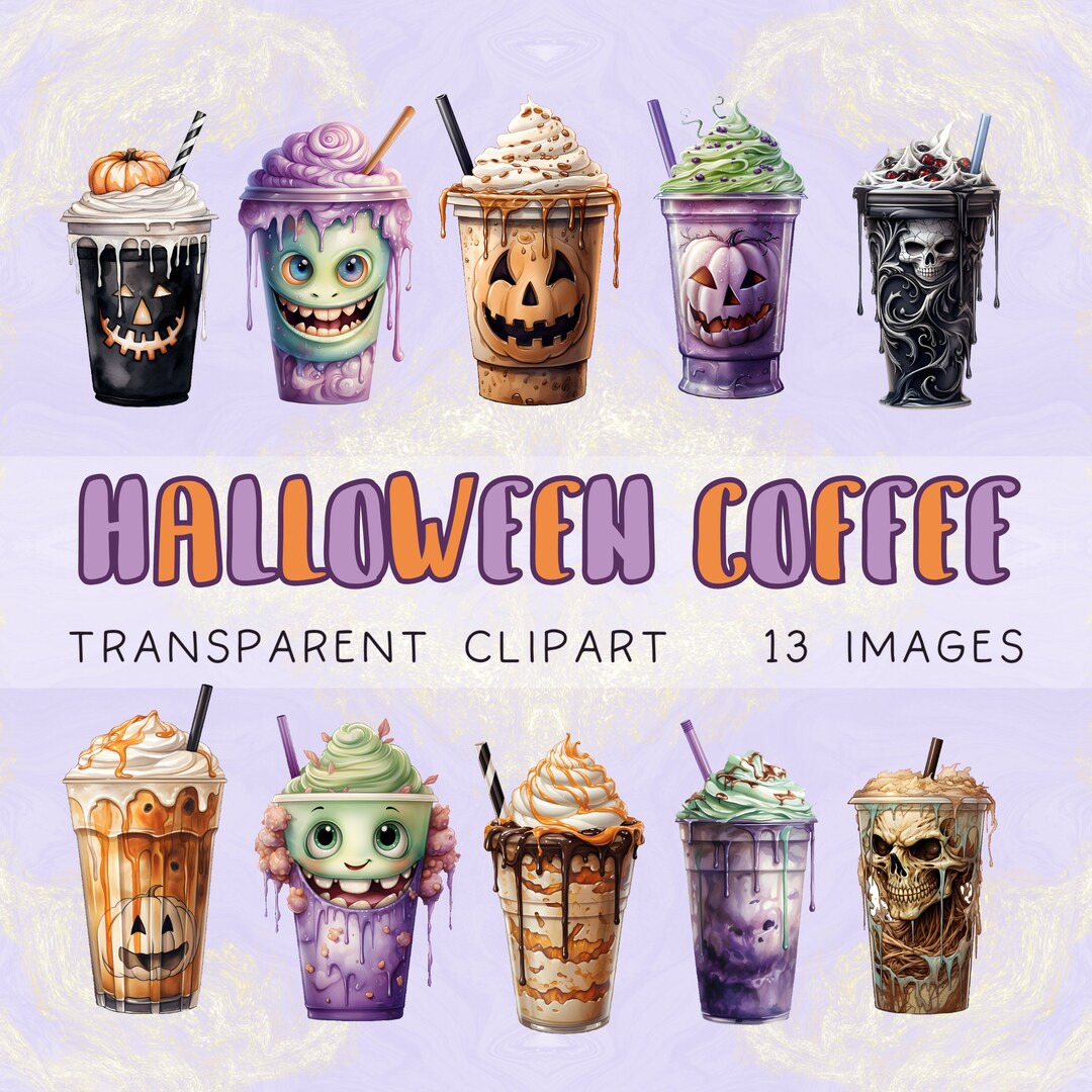 Halloween Coffee Cups Clipart, Halloween Clipart Bundle, Spooky Cute ...