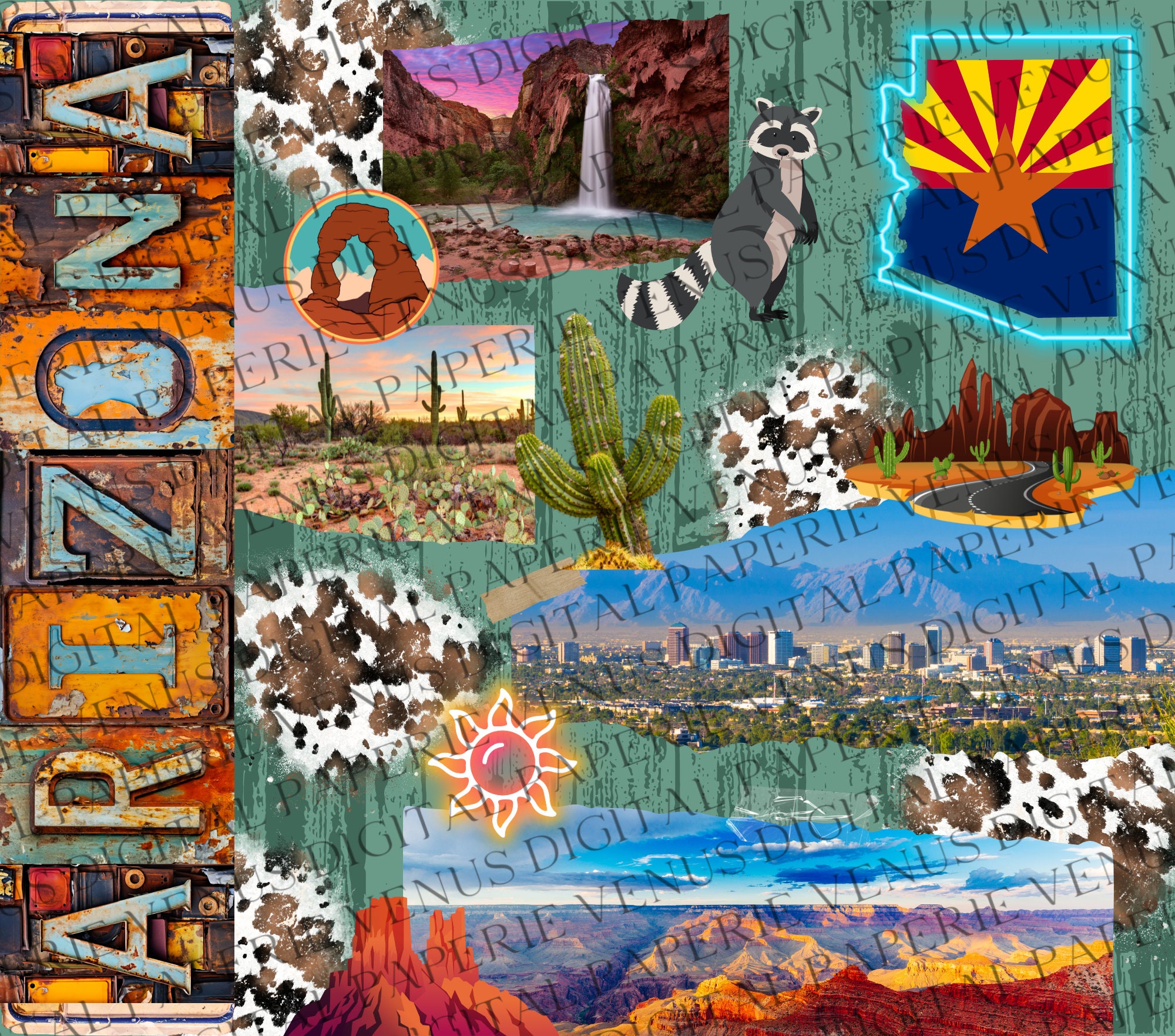 Arizona Tumbler Wrap, 20oz Skinny Tumbler Sublimation, Instant PNG ...