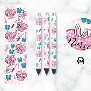 Nurse Pen Wraps, Glitter Ink Joy Waterslide Epoxy Seamless Pen Wrap Sublimation Design, Instant ...