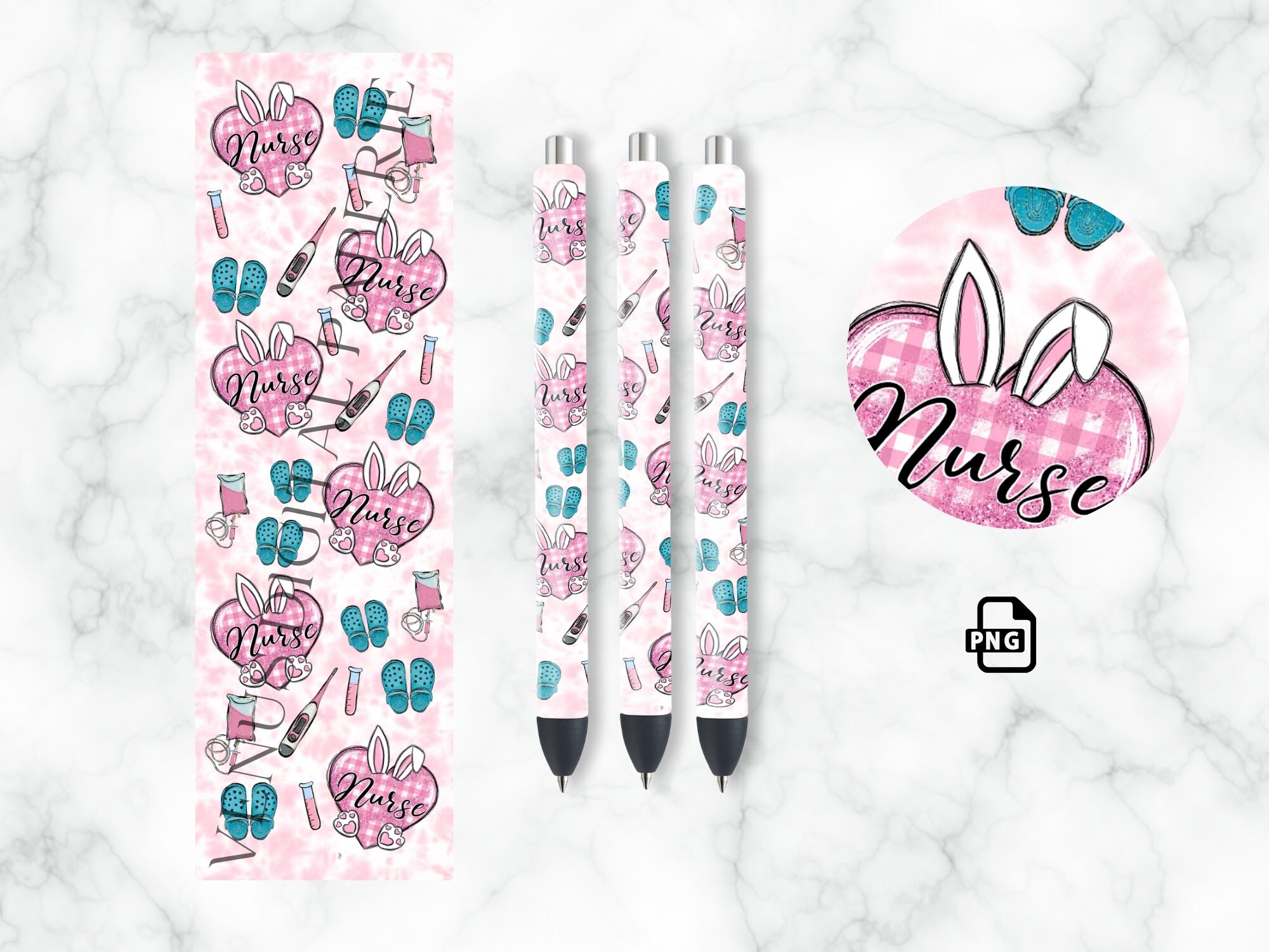 Nurse Pen Wraps, Glitter Ink Joy Waterslide Epoxy Seamless Pen Wrap ...