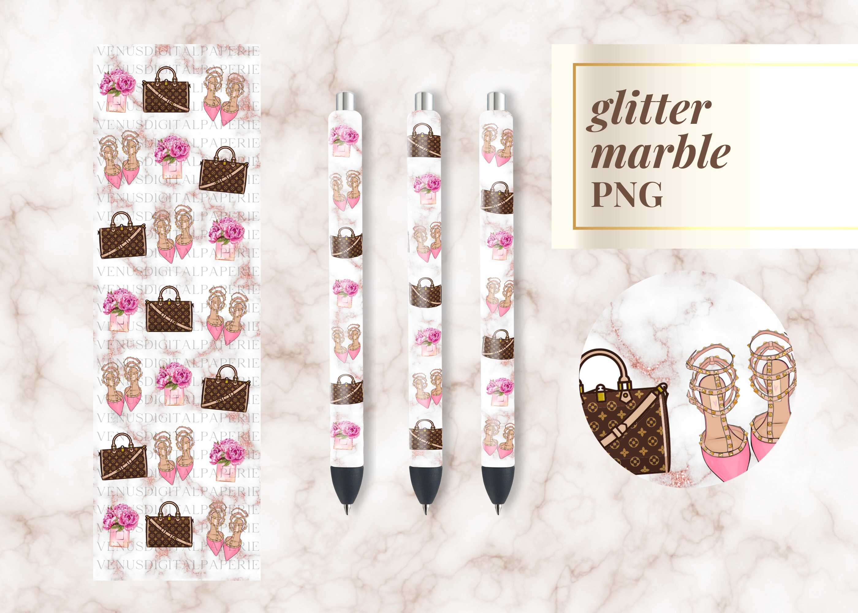 Fashion Pen Wraps, Luxe Heels Bag Perfume Pen Wrap Bundle, Glitter ...