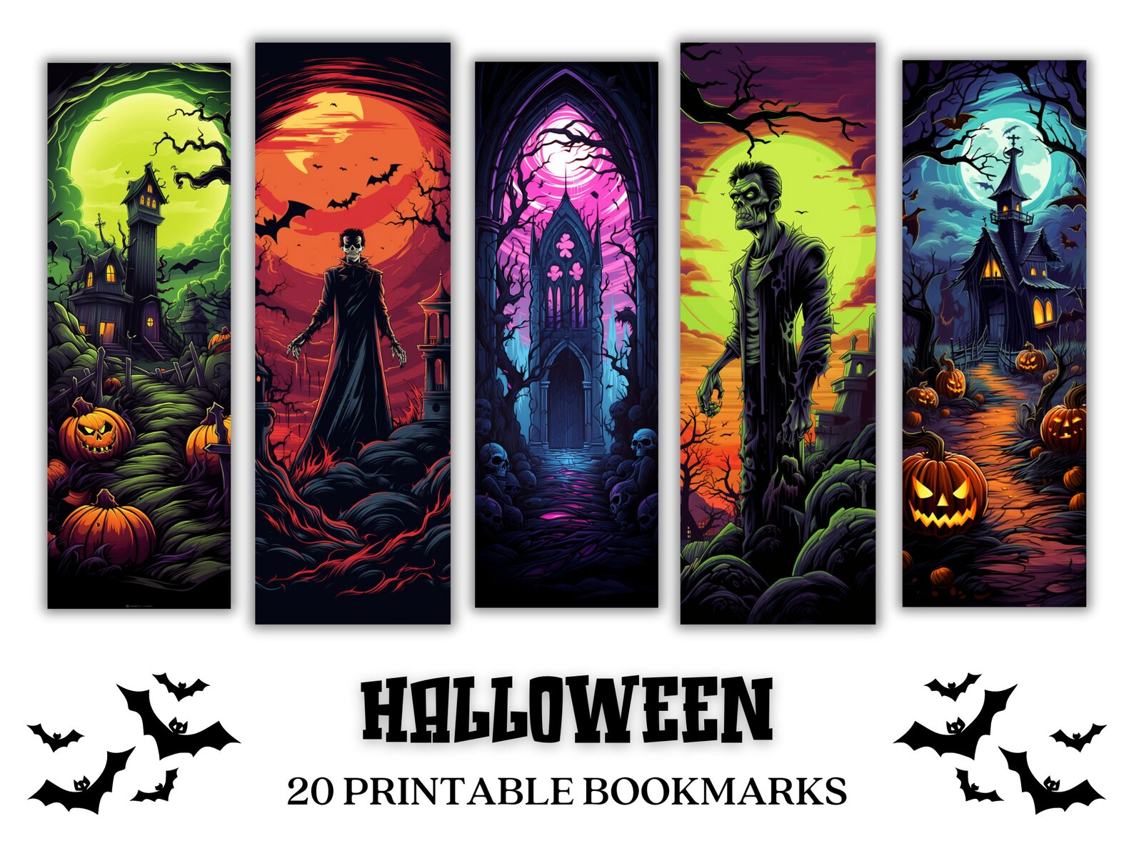 Halloween Printable Bookmarks 20 Halloween Bookmark Designs - Etsy