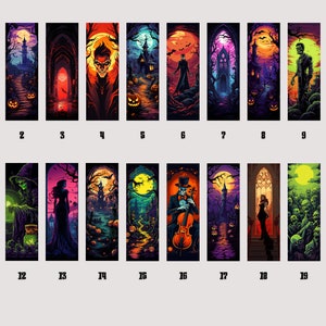 Halloween Printable Bookmarks, 20 Halloween Bookmark Designs PNG JPG ...