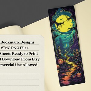 Halloween Printable Bookmarks, 20 Halloween Bookmark Designs PNG JPG ...