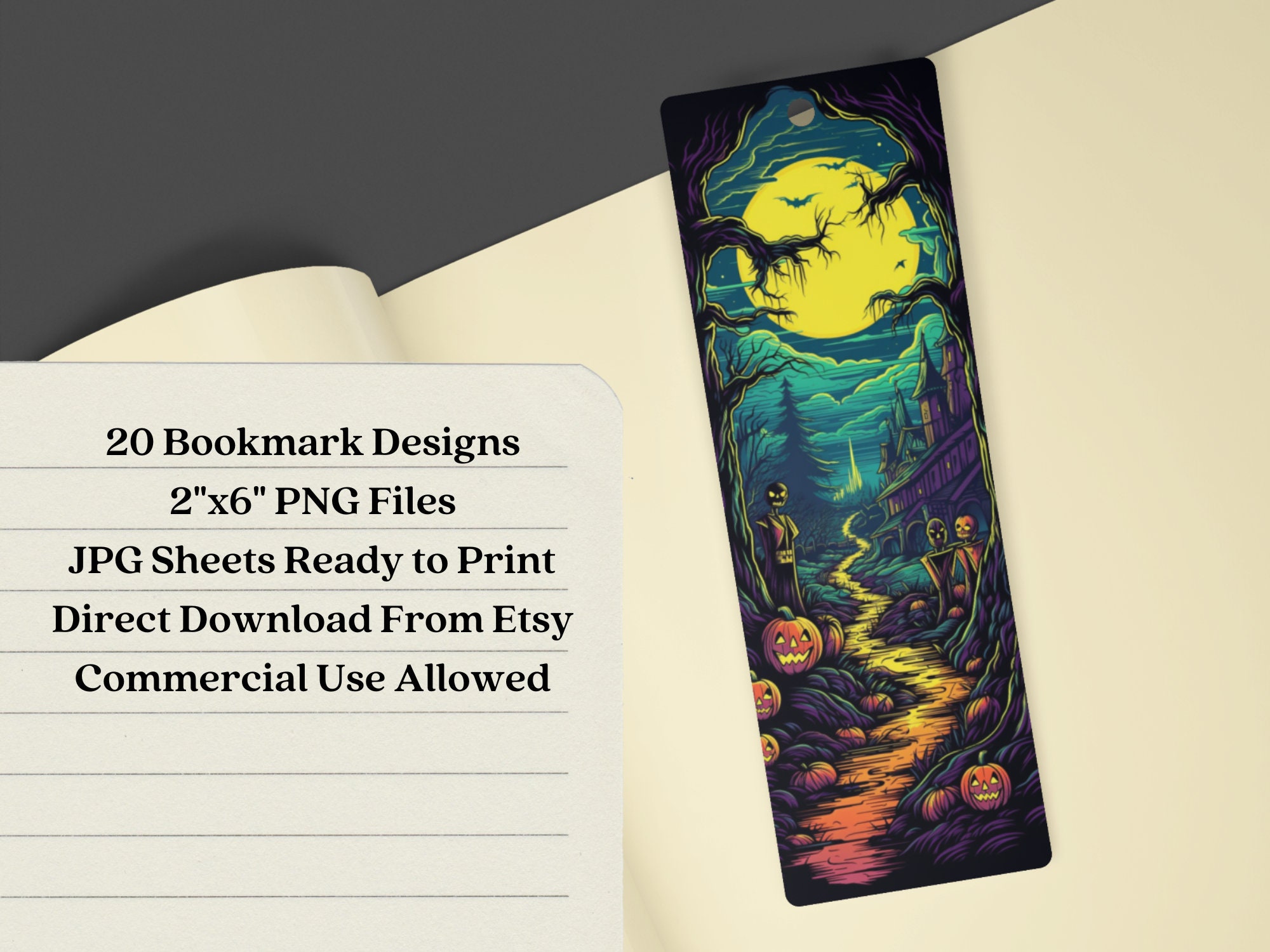 Halloween Printable Bookmarks, 20 Halloween Bookmark Designs PNG JPG ...