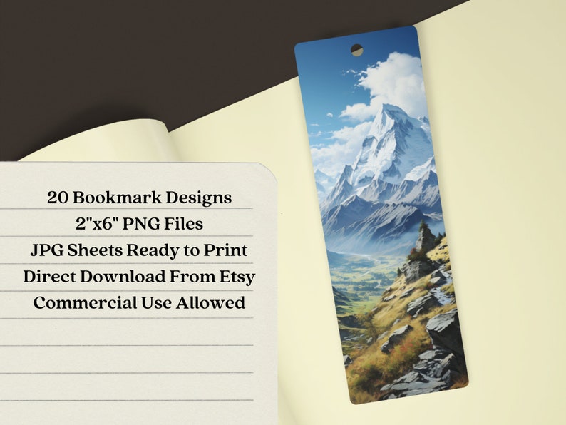 Mountains Printable Bookmarks, 20 Watercolor Nature Landscapes PNG JPG ...