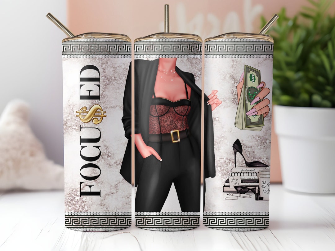 Boss Babe Tumbler Wrap Focused Girl Boss Glitter Luxe Glam Money