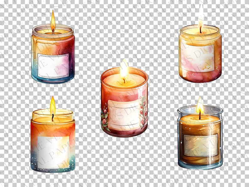 Candle Clipart Watercolor Candles With Labels Clipart Bundle - Etsy