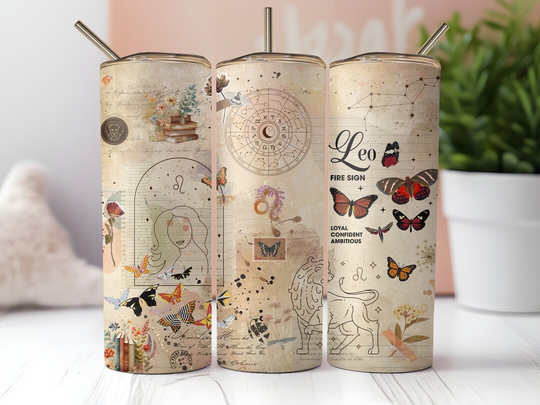 Leo Tumbler Wrap, Leo Zodiac Vintage Seamless 20oz Skinny Tumbler ...