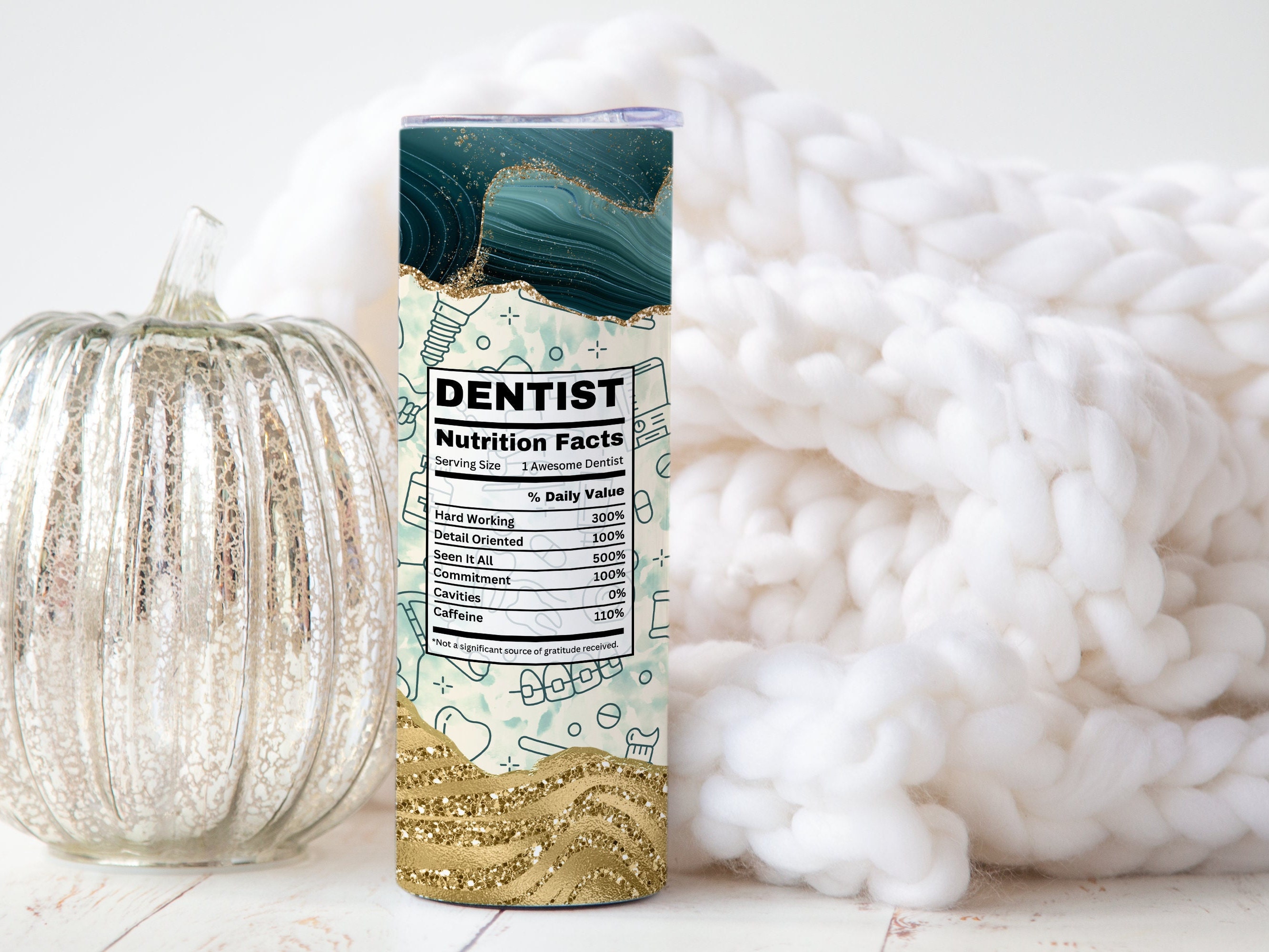 Dentist Tumbler Wrap, Dental Life Messy Bun, Nutrition Facts, Seamless ...