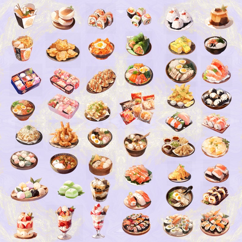 Anime Food Clipart, Anime Style Vectorized Japanese Food Clipart Bundle ...