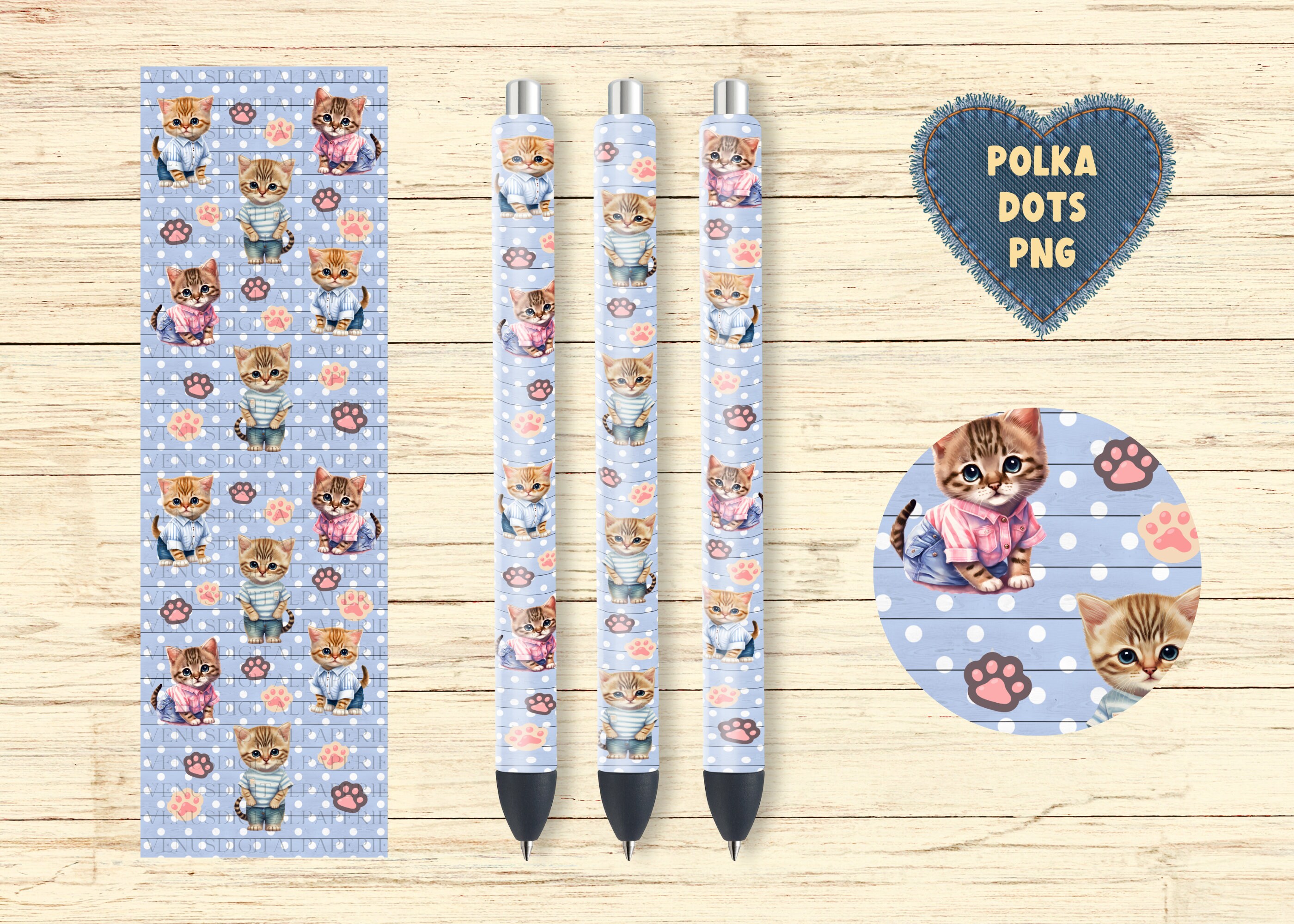 Cat Pen Wraps, Cute Kittens Pen Wrap Bundle, Kawaii Kitties, Glitter ...