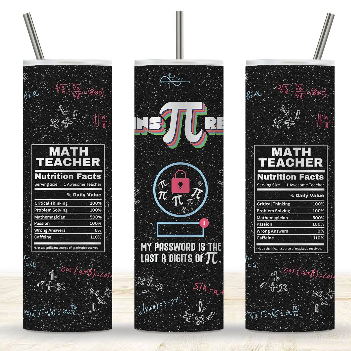 Math Teacher Tumbler Wrap, Math Teacher Nutrition Facts, Seamless ...