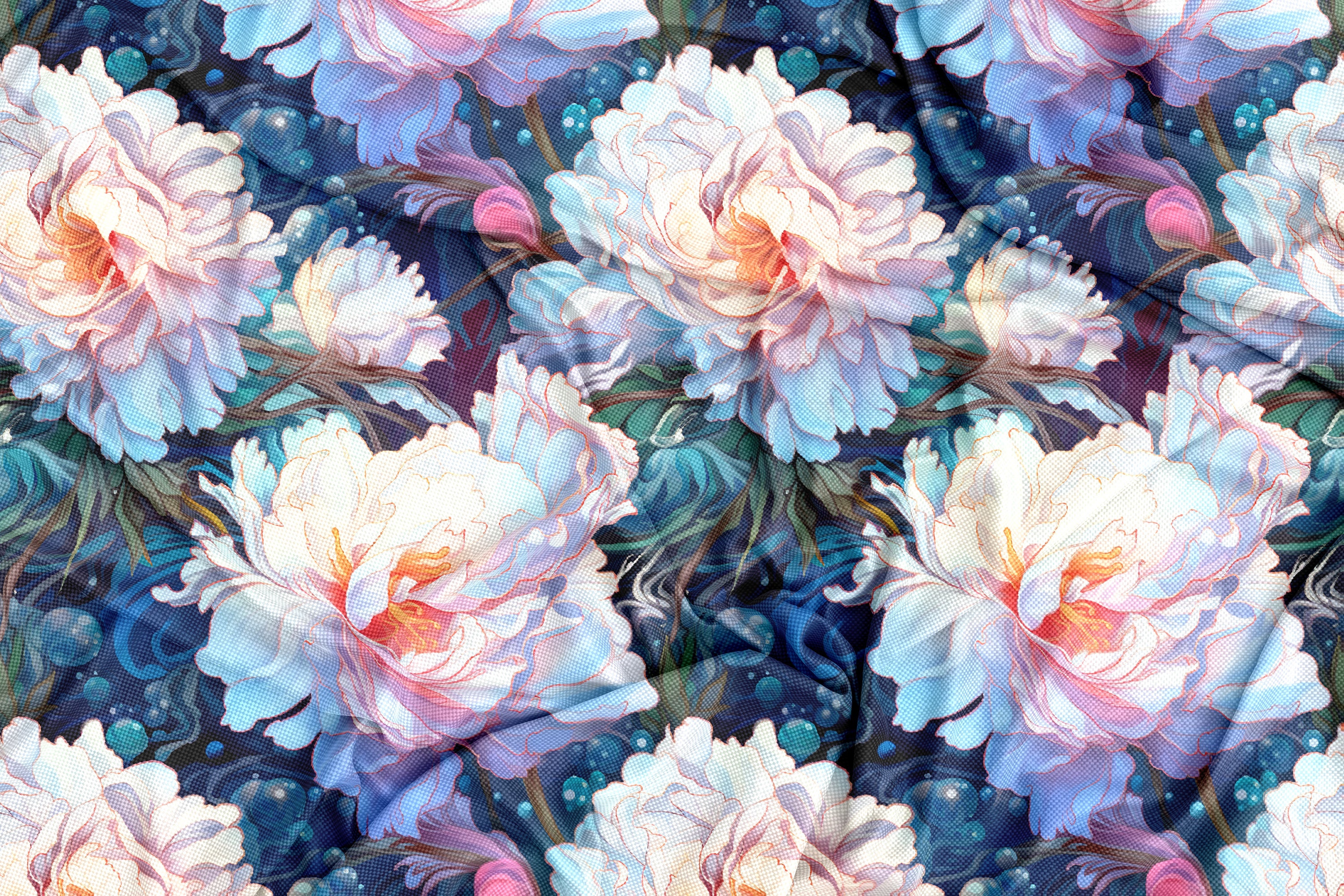 Peony Seamless Patterns, Floral Pastel Iridescent Watercolor Peonies ...