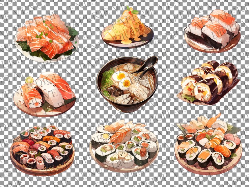 Anime Food Clipart Anime Style Vectorized Japanese Food - Etsy