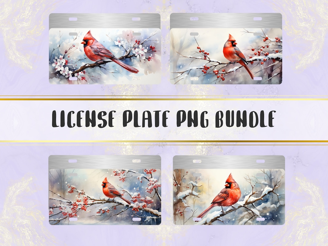 Cardinal License Plate Sublimation Design, Winter Cardinals Christmas ...